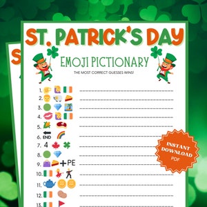 St Patricks Day Emoji Pictionary Game, St Patricks Games, St Patricks ...