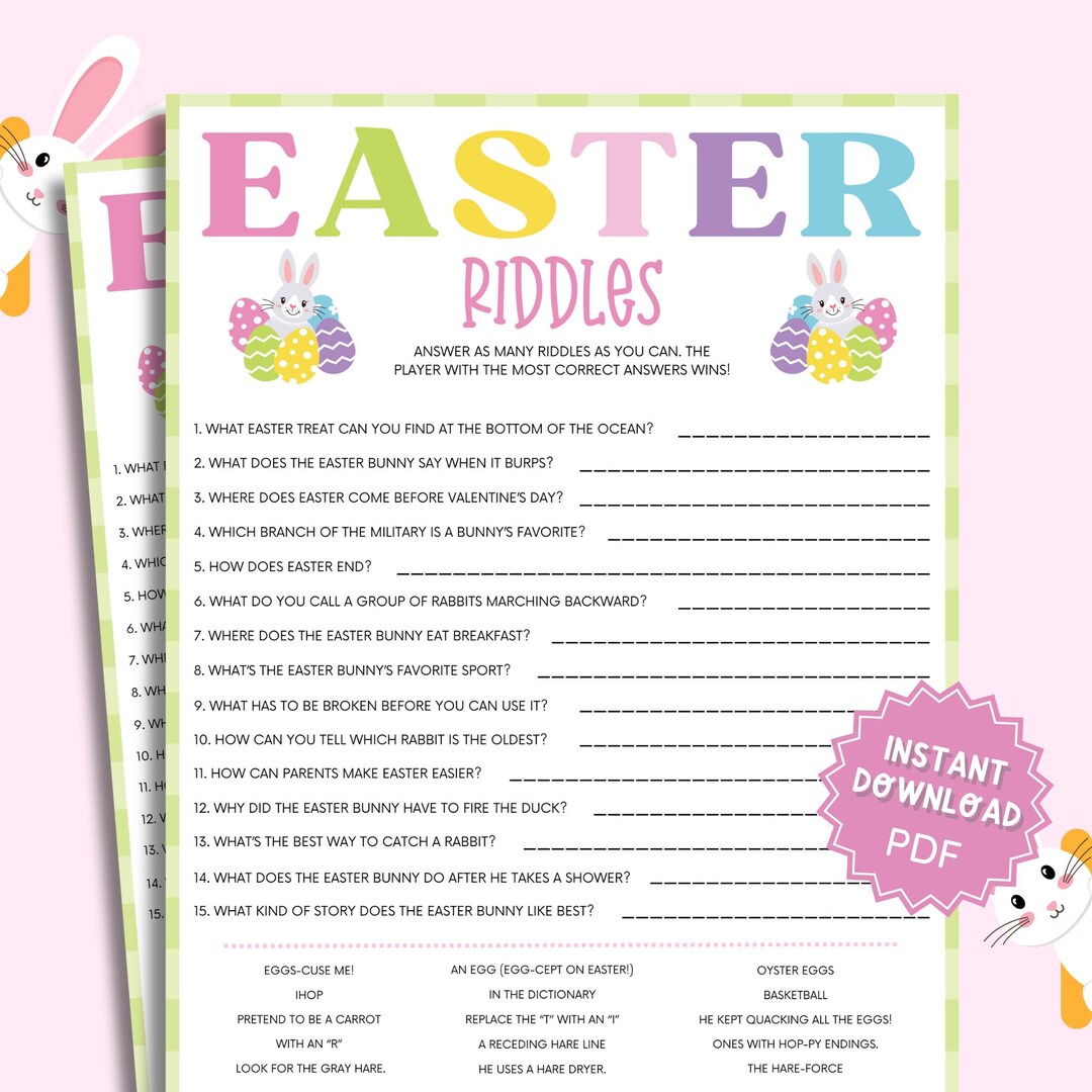 Easter Riddles Printable Game for Kids, Fun Easter Activities, Trivia ...