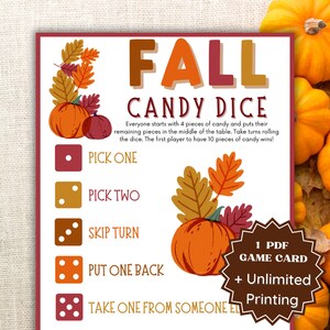Fall Candy Dice Game: Fun Kids Party Game (digital Download) - Etsy