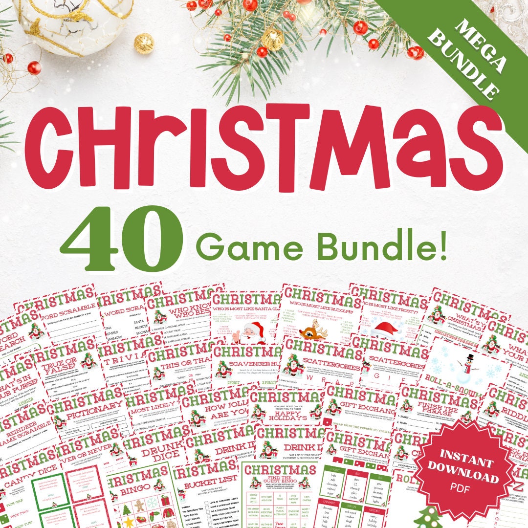 40 Printable Christmas Games Bundle: Family & Adult Party Games (PDF ...