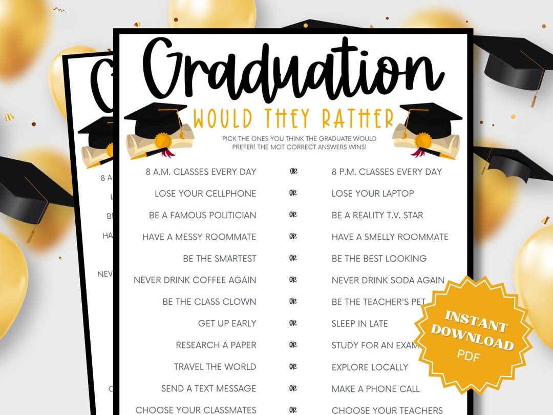 This or That Graduation Party Game: Printable Would You Rather (digital ...
