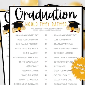 This or That Graduation Party Game: Printable Would You Rather (digital ...