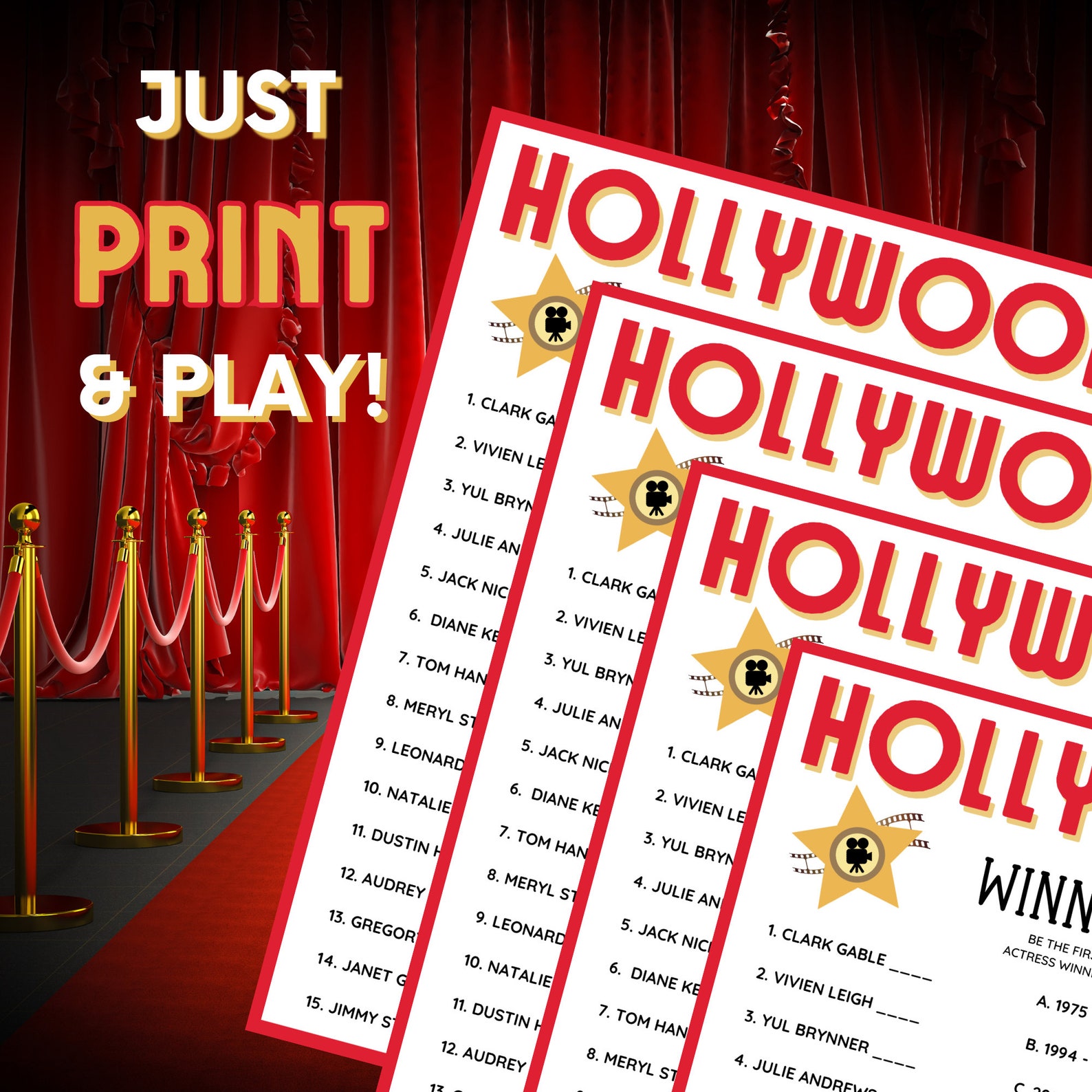 Oscars Party Trivia Game: Winner Match-up (digital Download) - Etsy
