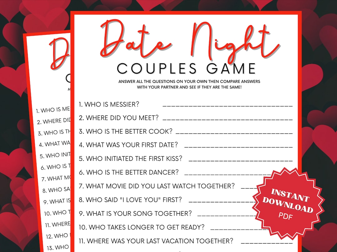 Date Night Couples Game: Fun Questions (digital Download) - Etsy