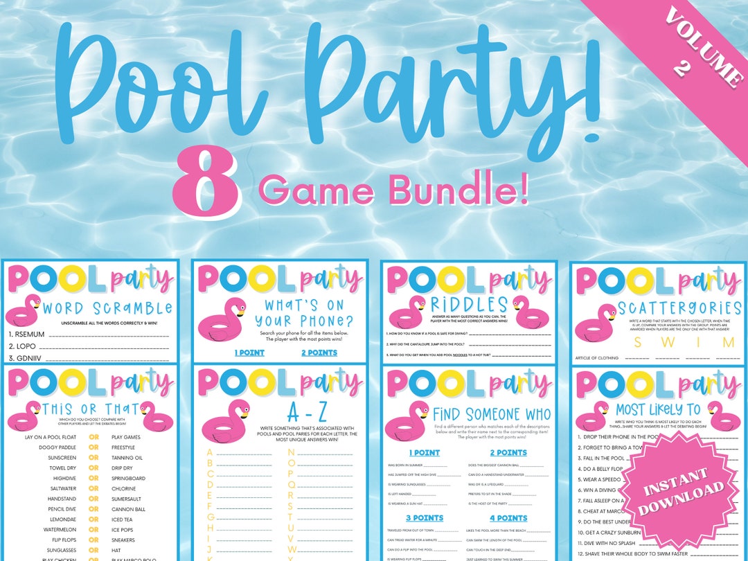 Printable Pool Party Game Bundle Vol. 2 (digital Download) - Etsy