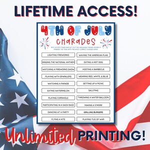 4th of July Charades Game: Printable Party Activity (digital Download ...