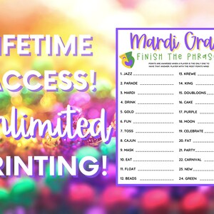 Mardi Gras Finish the Phrase Game: Printable Party Activity (PDF) - Etsy