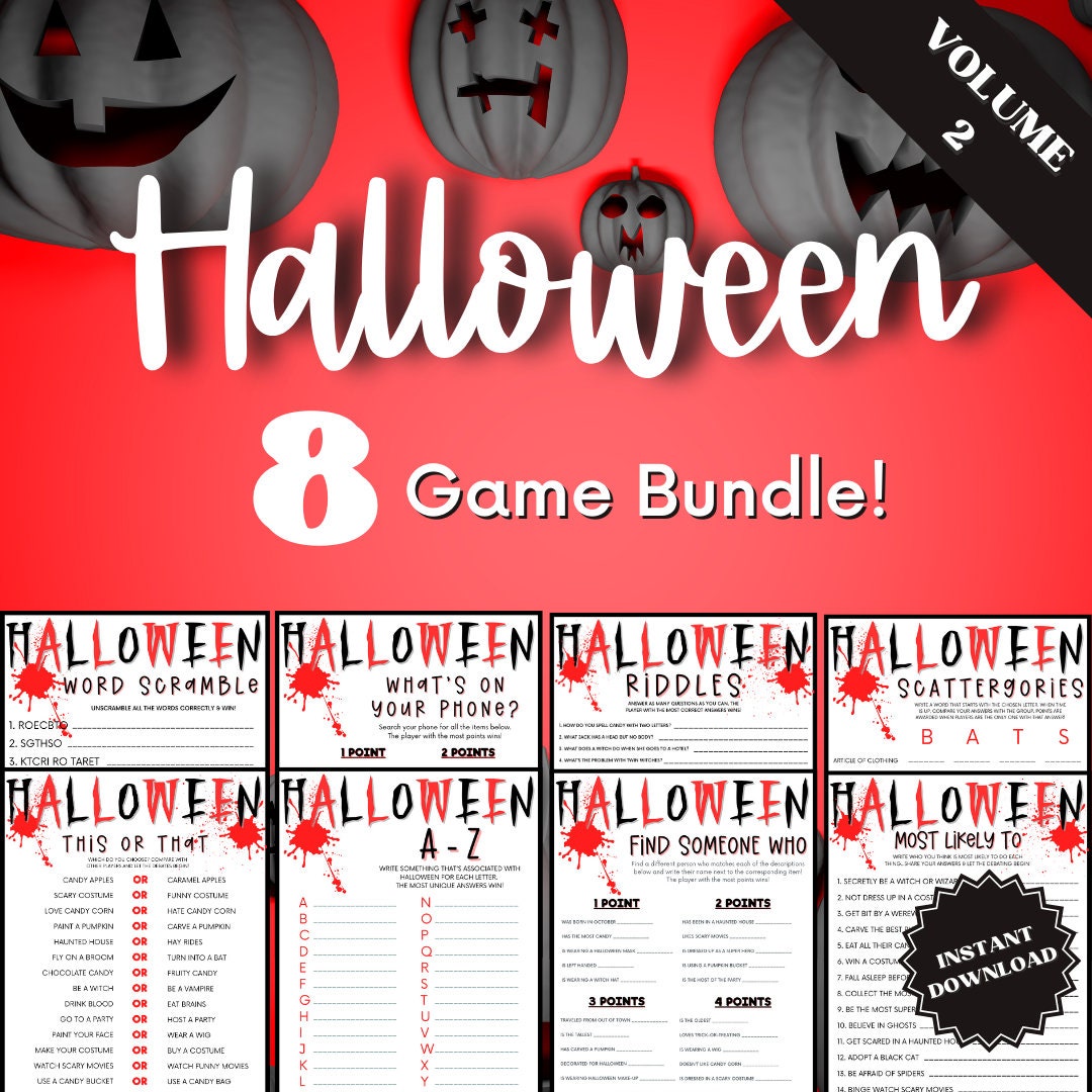 Halloween Games Bundle Vol. 2: Printable Party Games (digital Download ...