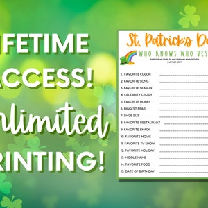 St Patricks Day Game, Who Knows Who Well, Adult Party (digital Download ...