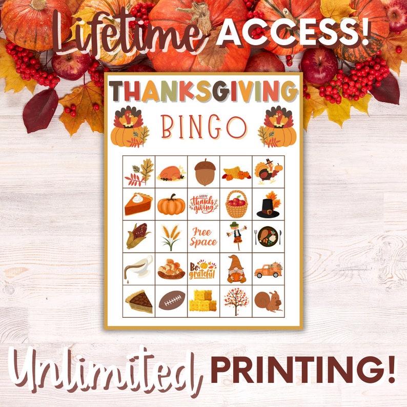 Thanksgiving Bingo Game Cards for Kids: Fall Printable (digital ...