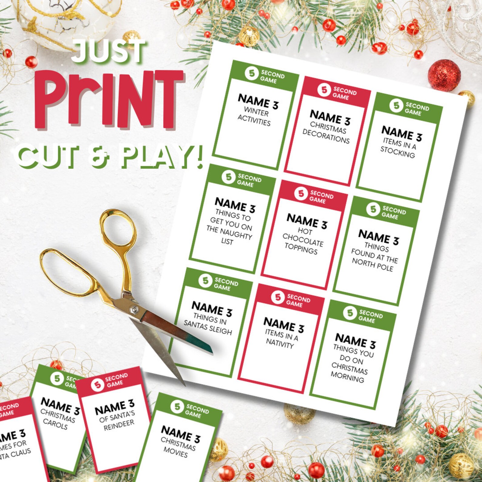 Christmas 5 Second Rule Game: Holiday Party Fun (digital Download) - Etsy
