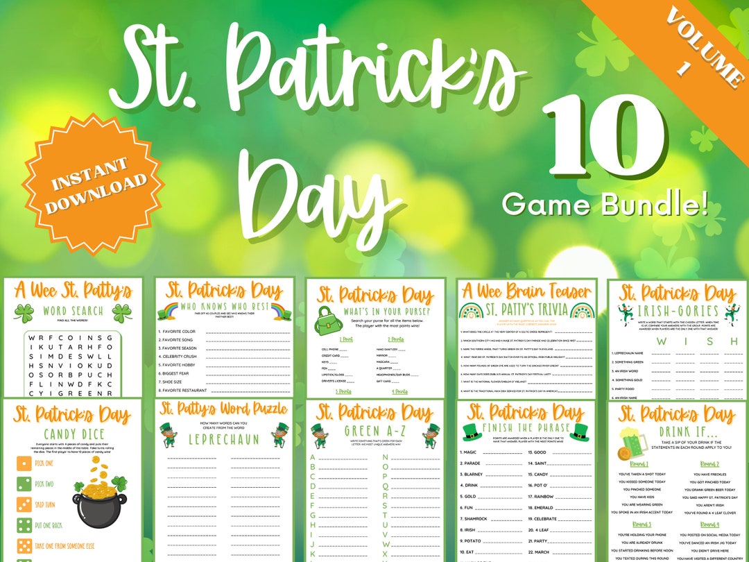 St Patricks Day 10 Game Bundle, St Patricks Games, St Patricks Day Game ...
