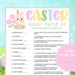Rabbit Match up Printable Easter Game, Group Games, Trivia Games ...