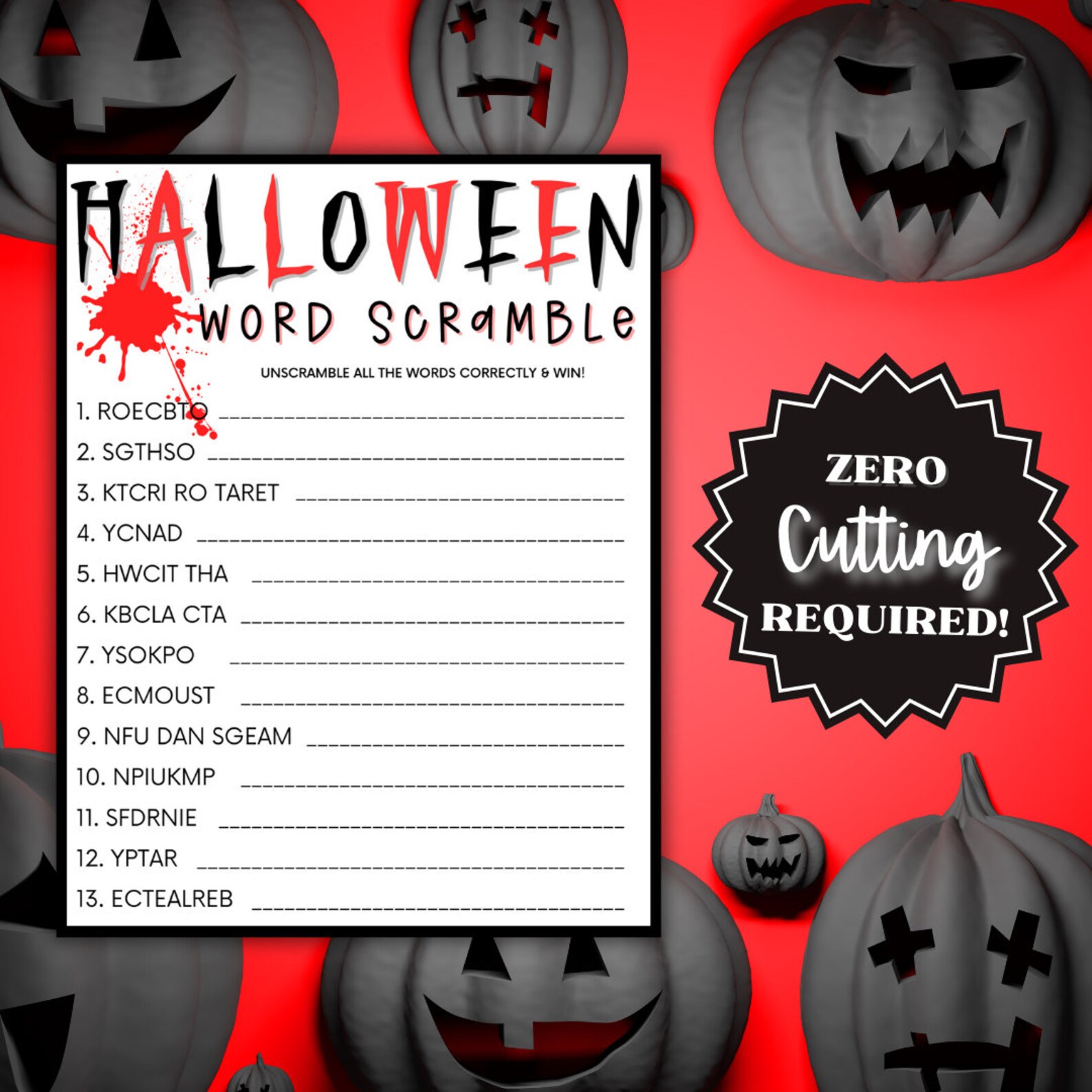 Halloween Word Scramble Game: Printable Activity for Kids (PDF) - Etsy