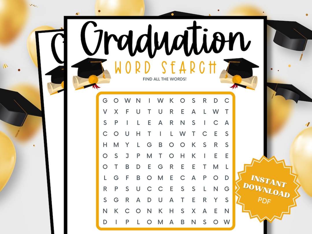 Graduation Word Search Game: Printable Party Activity (digital Download ...