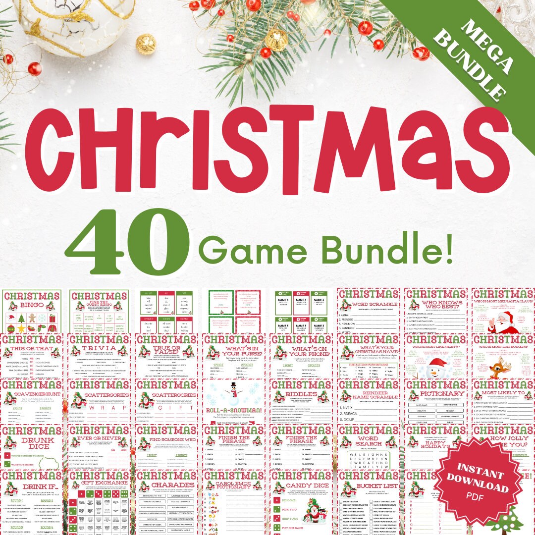40 Christmas Games Bundle: Printable Holiday Activities (PDF) - Etsy