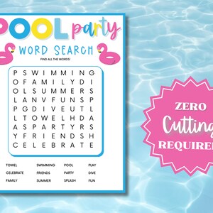 Word Search Pool Party Printable Game, Pool Party Games, Pool Party ...