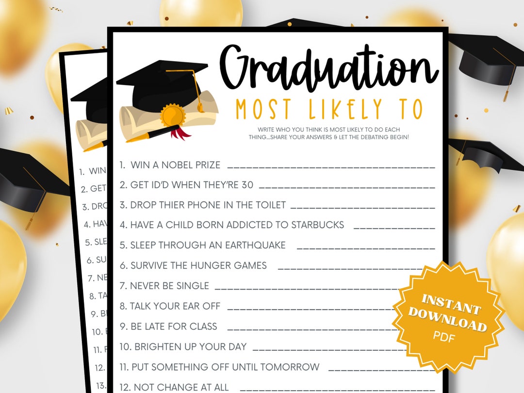 Most Likely to Printable Graduation Party Game, Graduation Games, Grad ...