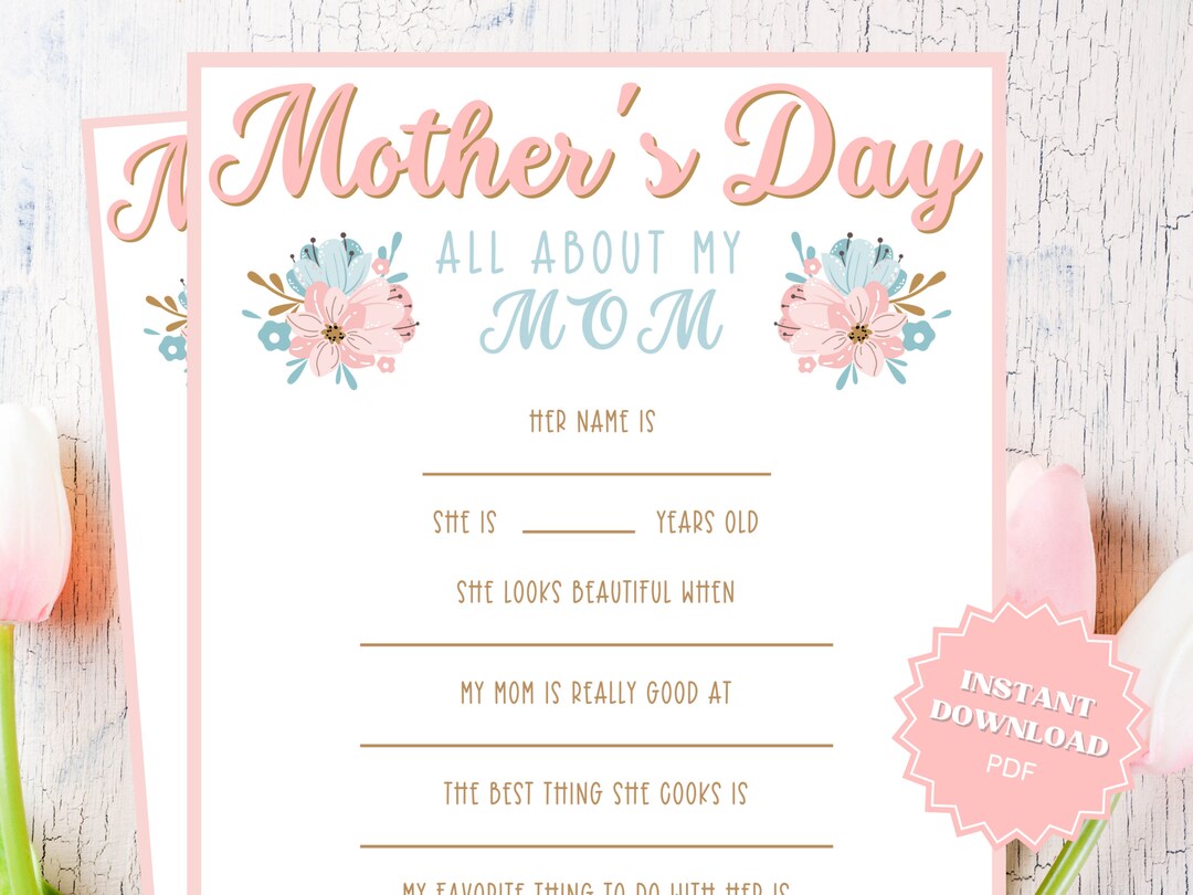 All About My Mom Mother's Day Activity, Mother's Day Game, Mothers Day ...
