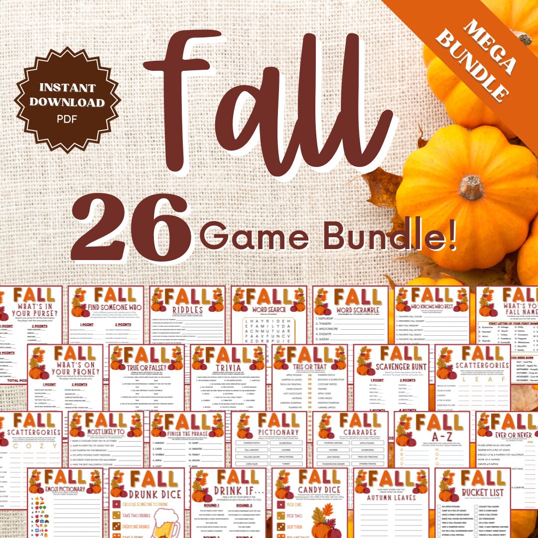 26 Fall Games Printable Bundle, Fall Games for Kids, Fall Games for ...