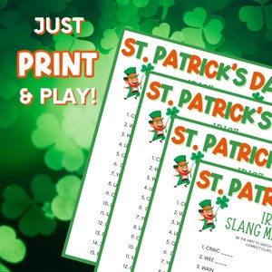 St. Patrick's Day Irish Slang Match Trivia Game (PDF Printable) - Etsy