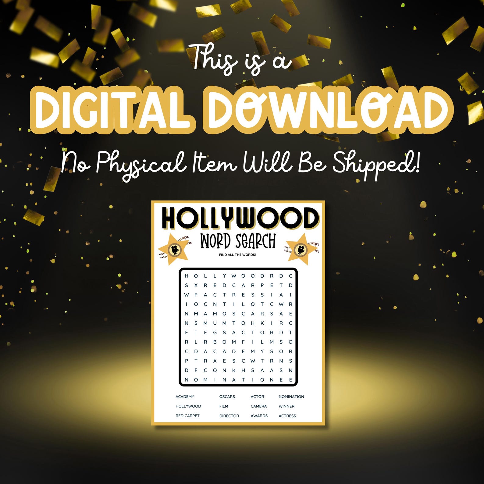 Oscar Party Word Search Game: Hollywood Awards (PDF) - Etsy