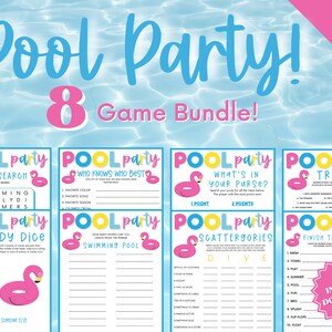 Printable Pool Party Games 8 Game Bundle Vol. 1, Trivia Games, Candy ...