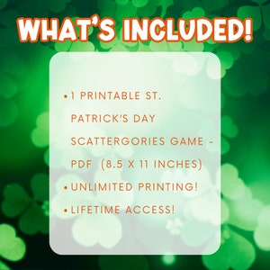 St. Patricks Day Scattergories Game, St Patricks Games, St Patricks ...