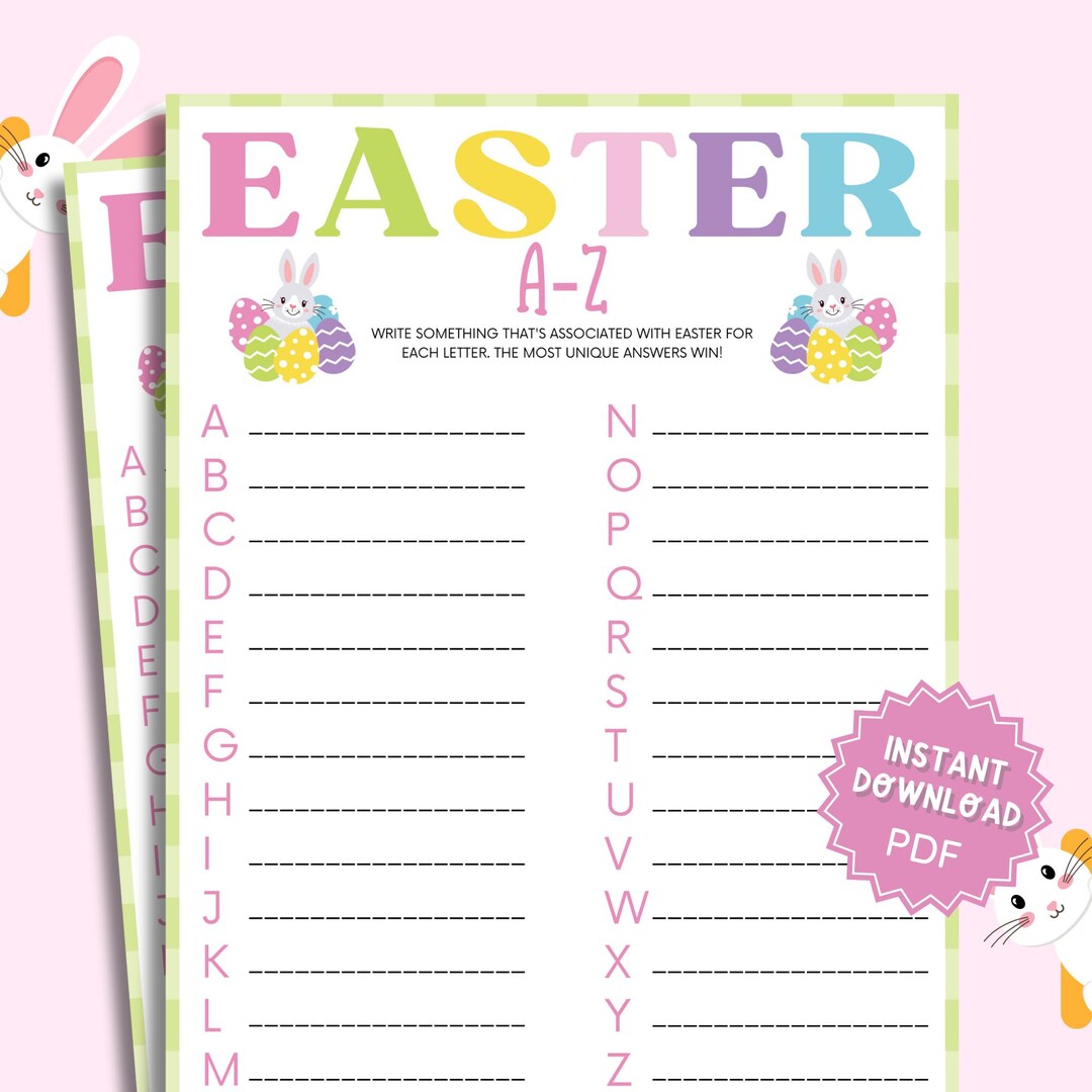 Easter A-Z Word Game Printable for Kids, Fun Easter Activity, Family ...