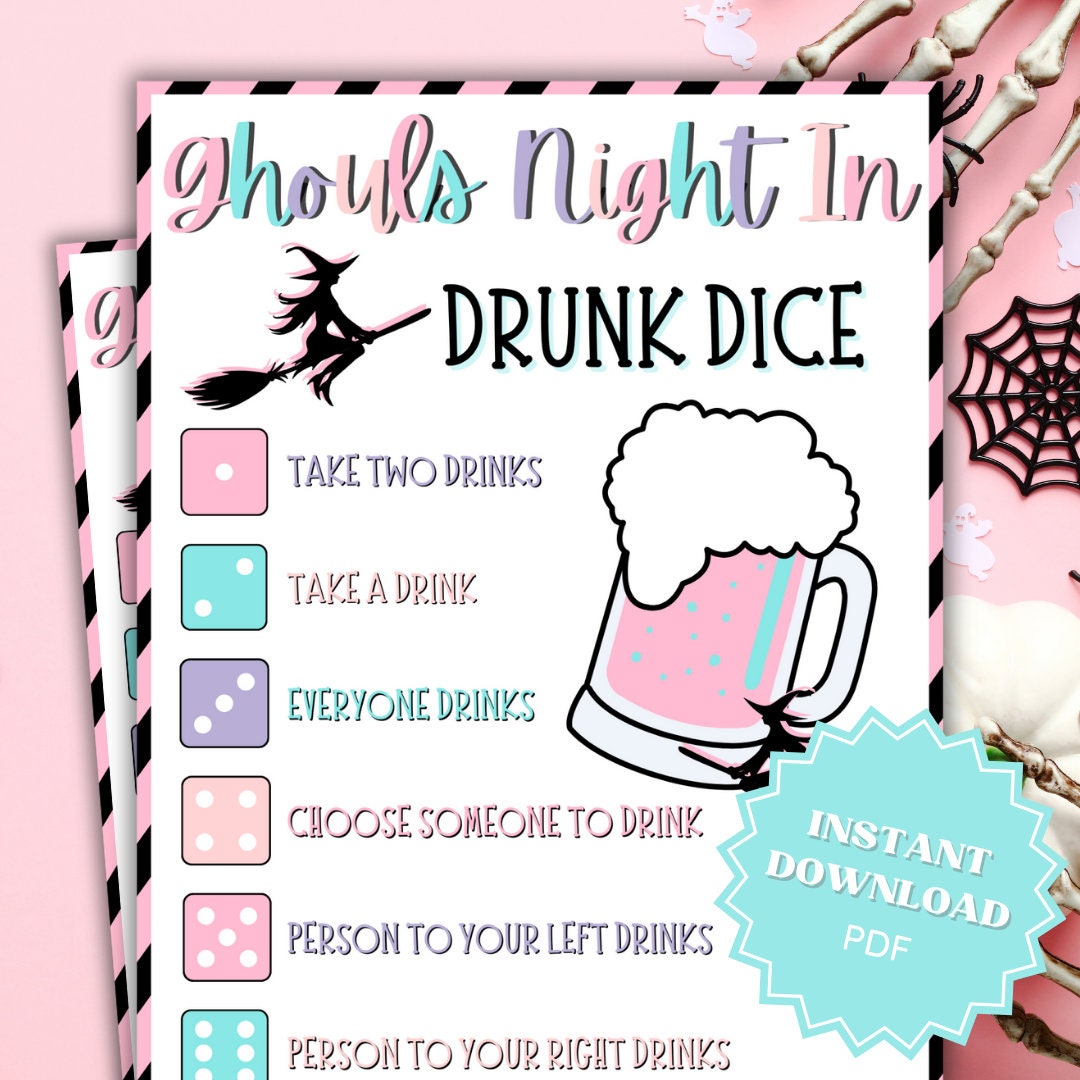 Ghouls Night in Drunk Dice Drinking Game: Printable Ladies Night ...