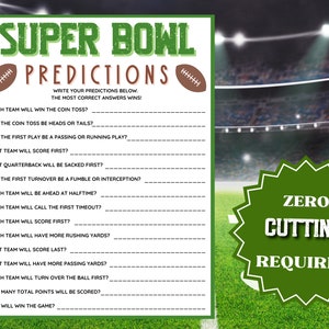 Super Bowl Predictions Super Bowl Party Game, Super Bowl Games, Family ...