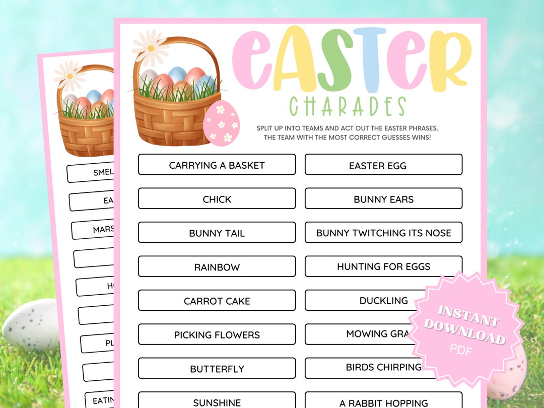 Easter Charades Game: Family Fun, Kids & Adults (digital Download) - Etsy