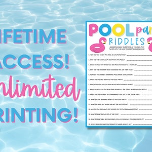 Riddles Pool Party Games for Kids, Trivia Games, Pool Party Game, Pool ...