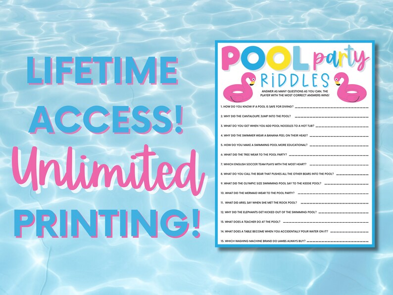 Riddles Pool Party Games for Kids Trivia Games Pool Party - Etsy