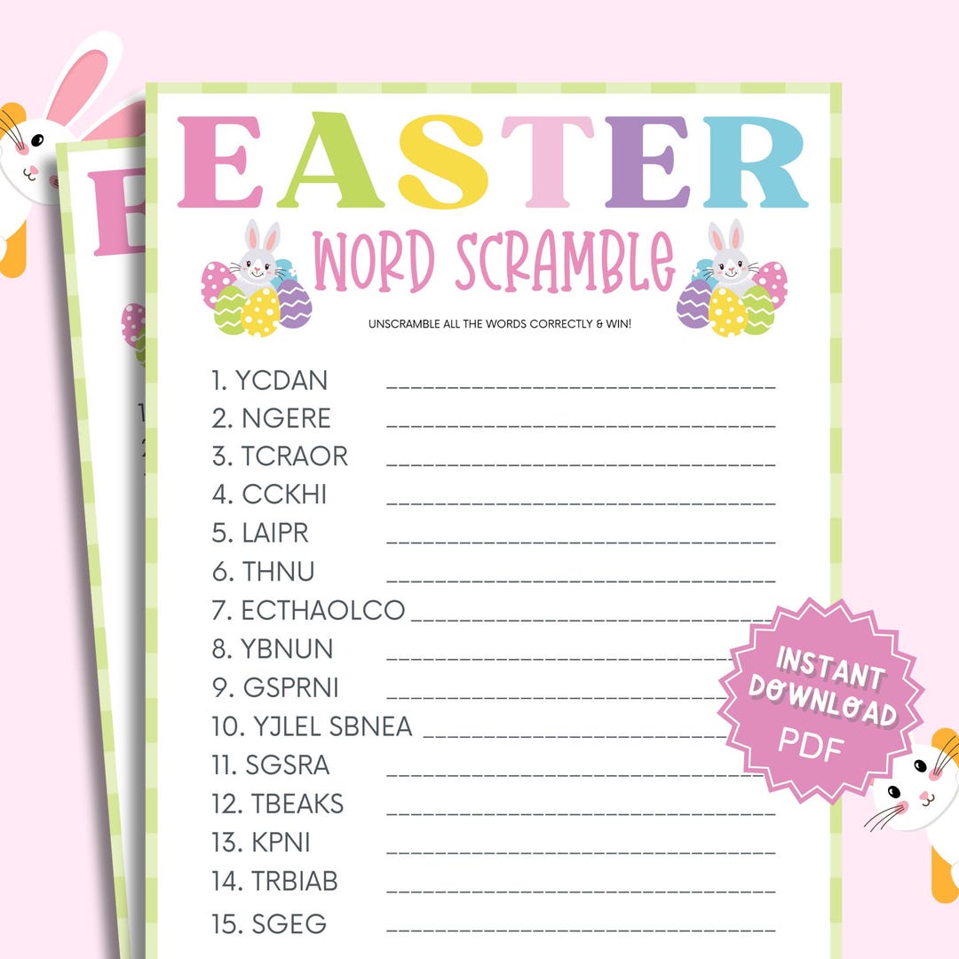 Easter Word Scramble Game: Printable Kids Activity (instant Download ...