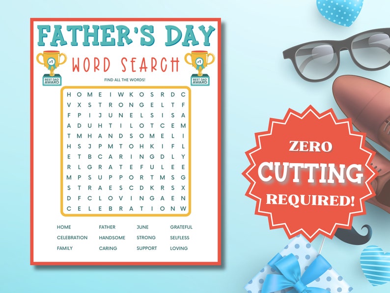Father's Day Word Search Fathers Day Game Fathers Day - Etsy