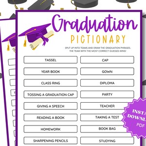 Pictionary Printable Graduation Game, Pictionary Game, Group Party ...