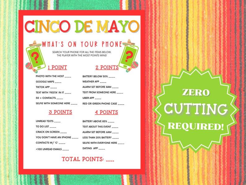 Cinco De Mayo 'what's on Your Phone' Game (digital Download) - Etsy