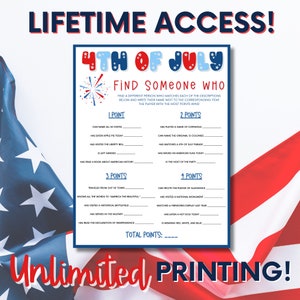4th of July 'find Someone Who' Game: Printable Party Activity (digital ...