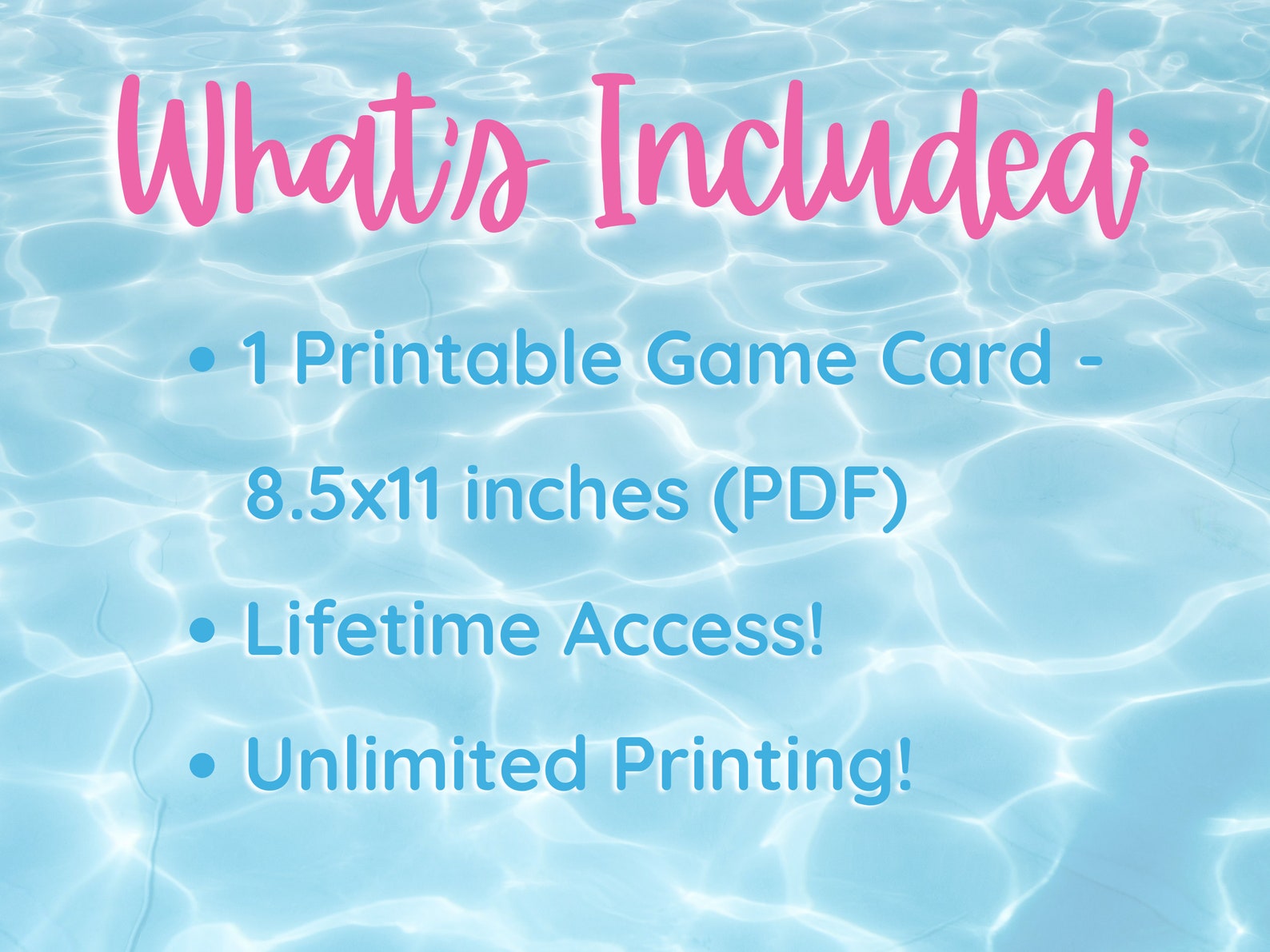 Word Game Pool Party Printable Game for Kids Pool Party - Etsy