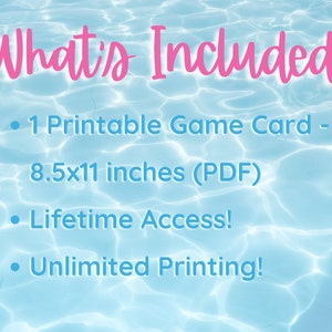 Word Game Pool Party Printable Game for Kids, Pool Party Games, Word ...