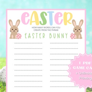 Easter Bunny Word Game, Easter Games for Kids, Printable Easter Games ...
