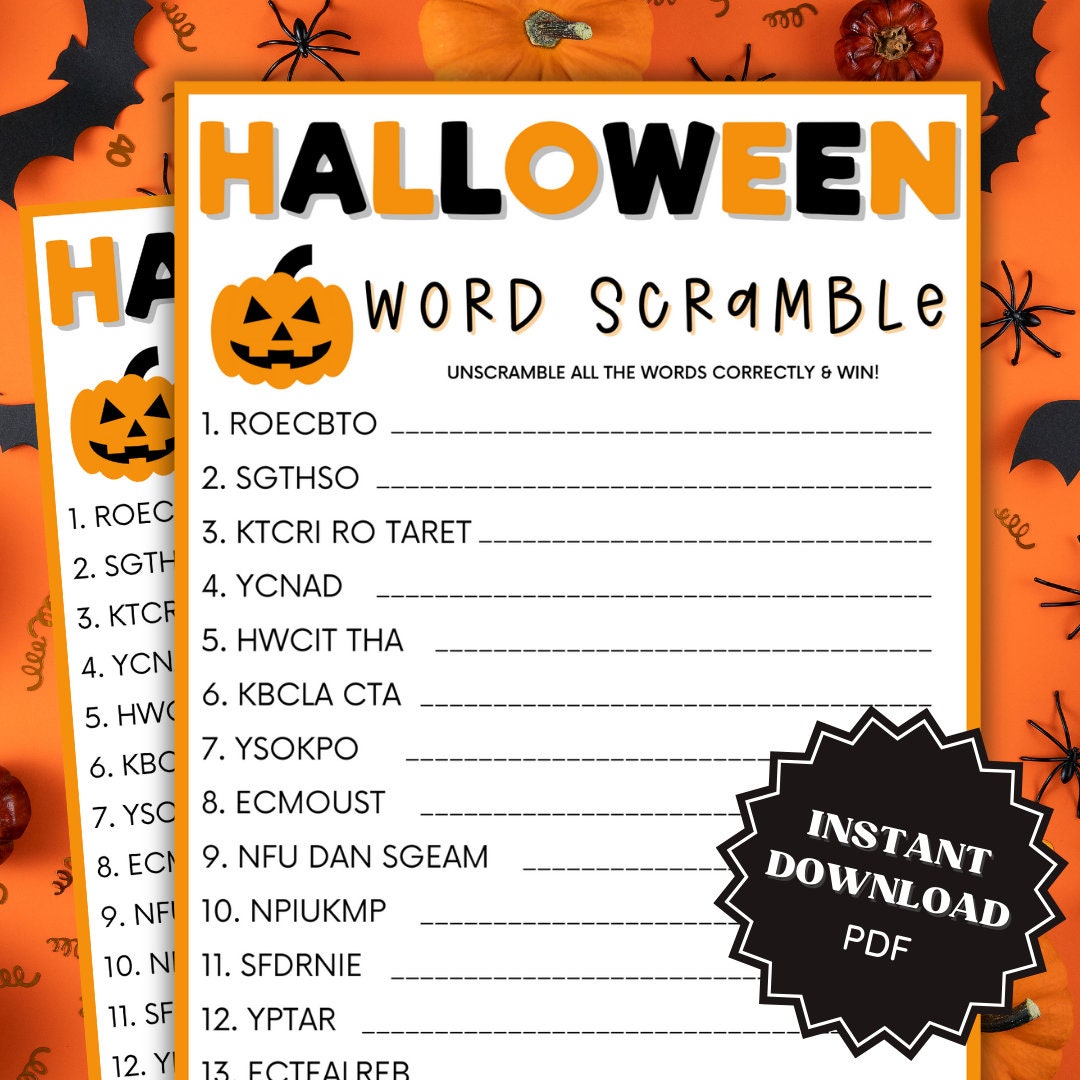 Word Scramble Halloween Game Printable, Halloween Games Download ...