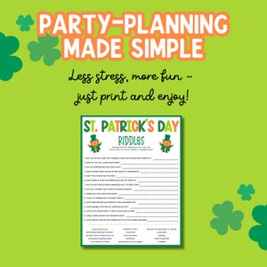 St Patricks Day Riddles Game for Kids: Family Trivia (printable PDF) - Etsy