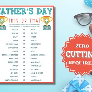 This or That Printable Father's Day Game, Fathers Day Games, Fathers ...