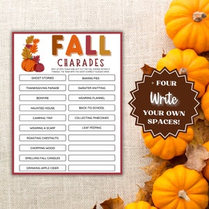 Fall Charades Game: Printable Autumn Activity (digital Download) - Etsy
