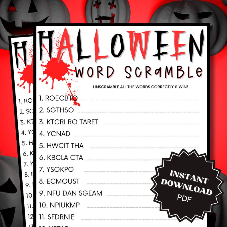 Halloween Word Scramble Game: Printable Activity for Kids (PDF) - Etsy