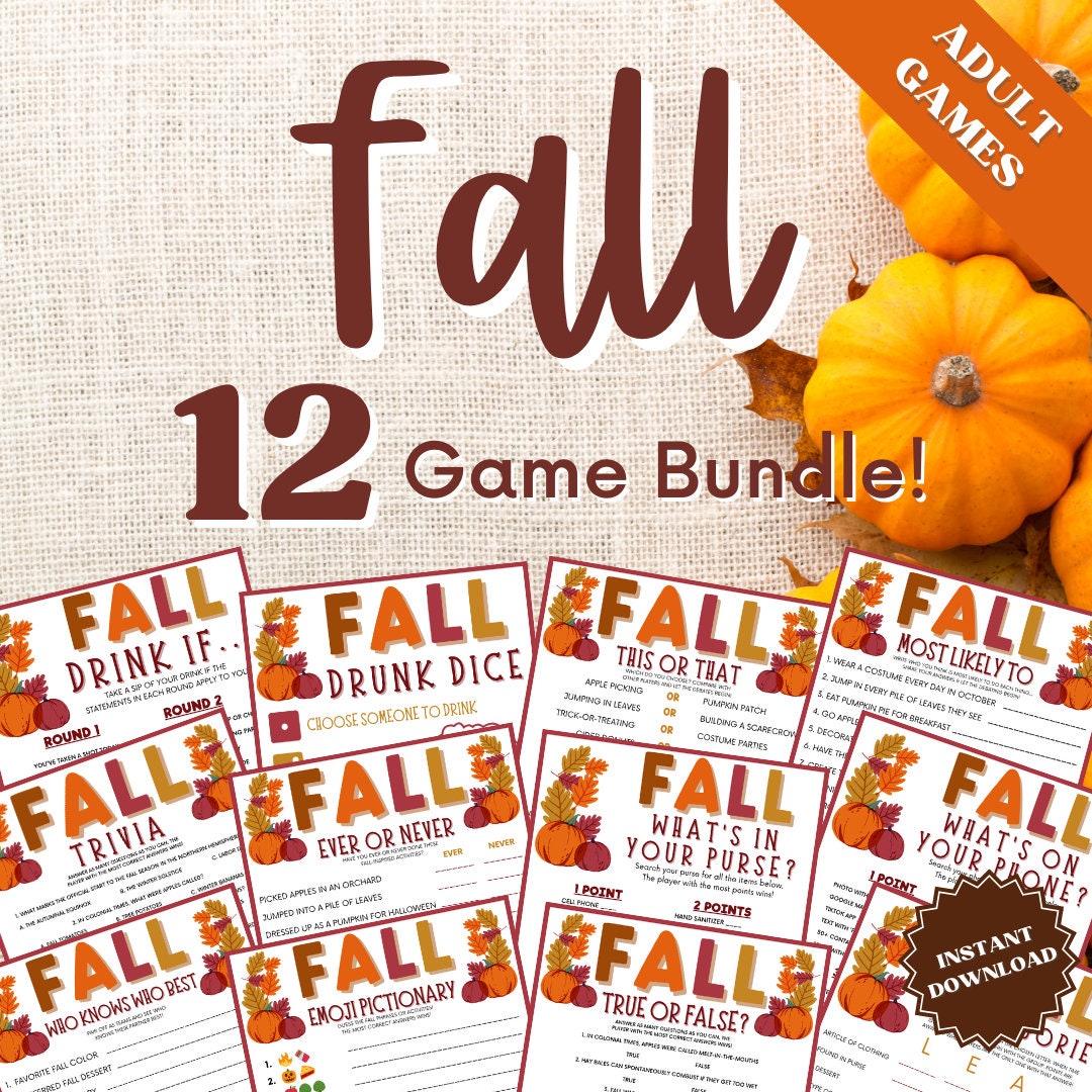 12 Fall Games Bundle, Fall Games for Adults, Fall Game Bundle, Fall ...