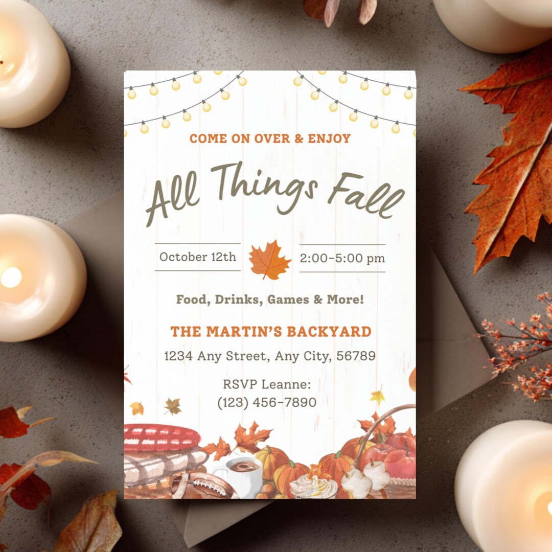 Editable Fall Party Invitation Template | Autumn Harvest Flyer (digital ...