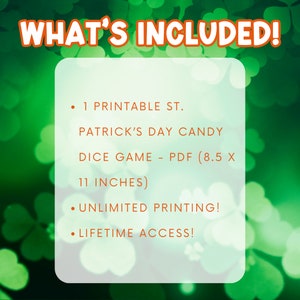 St Patricks Day Candy Dice Game, St Patricks Games, St Patricks Game ...